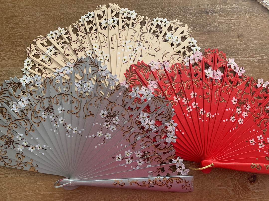 Carved WOOD Hand Fan - Etsy
