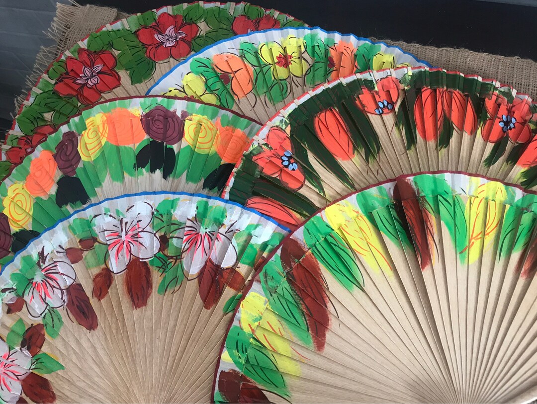 Colored Flower Handheld Fan - Etsy