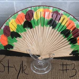 Colored Flower Handheld Fan - Etsy