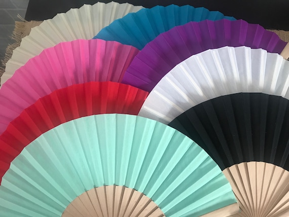 Colored Fabric handheld fan | Etsy