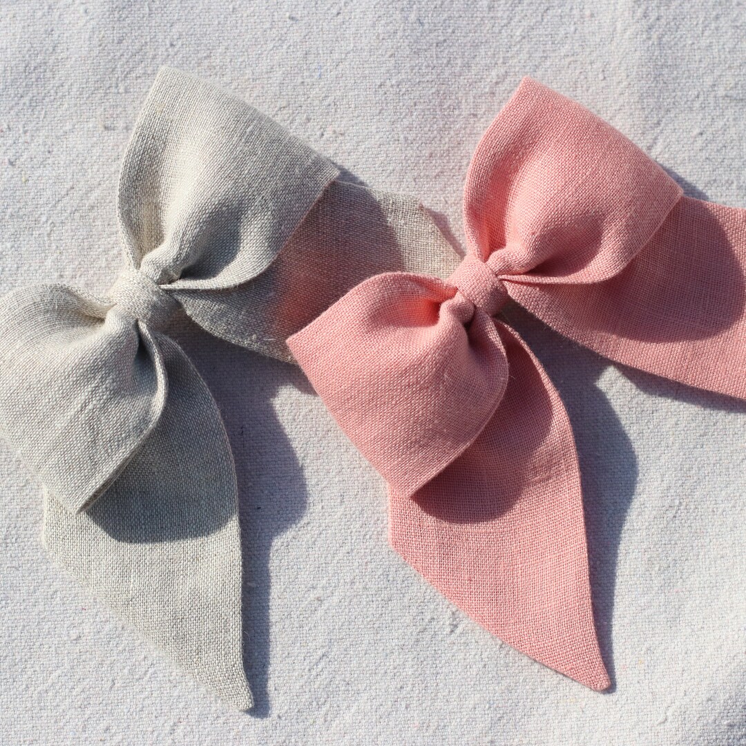 Sailor Bow Large Natural Sand Linen OR Posey Pink Linen Large Linen ...