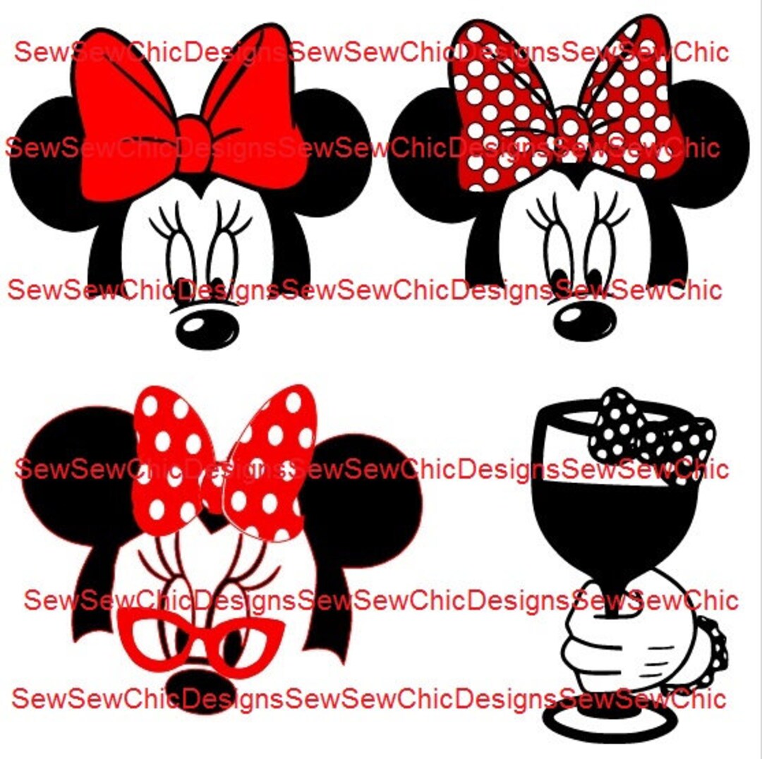 Minnie Mouse Half Face With Wine Glass SVG - Etsy