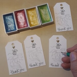 4 Hand Painted Watercolour Gift Tags,handmade Gift Tags,present Tags ...