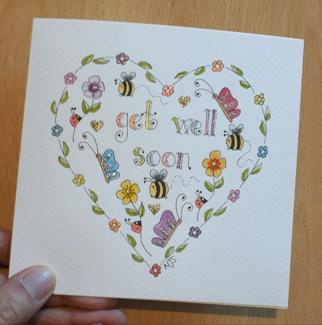 Hand Painted Get Well Card,watercolour Get Well Card,handmade Get Well ...