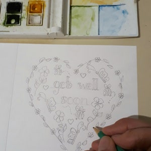 Hand Painted Get Well Card,watercolour Get Well Card,handmade Get Well ...