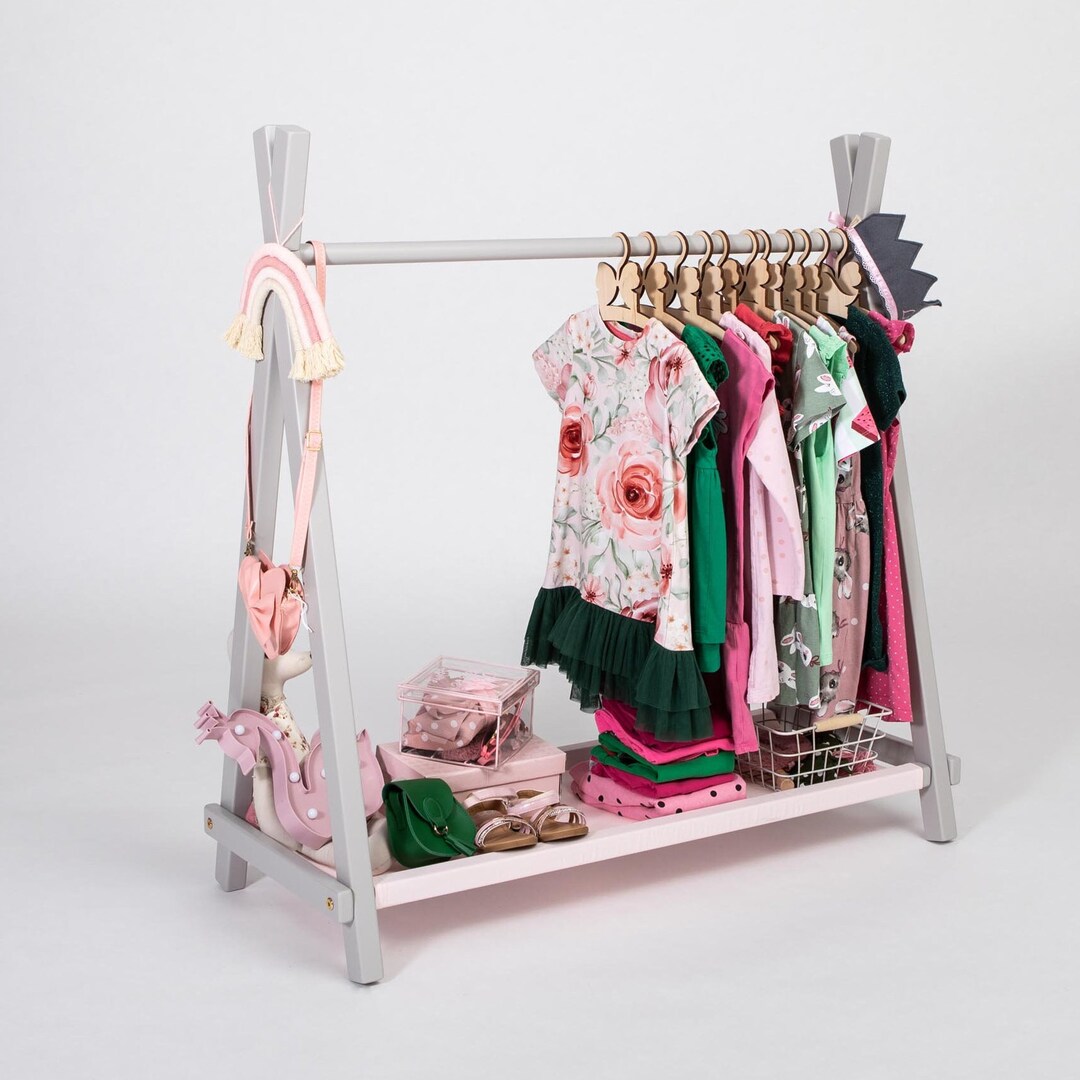 Kindergarderobe Clothes Rack Kids, Wooden Wardrobe Clothes Rack Baby ...