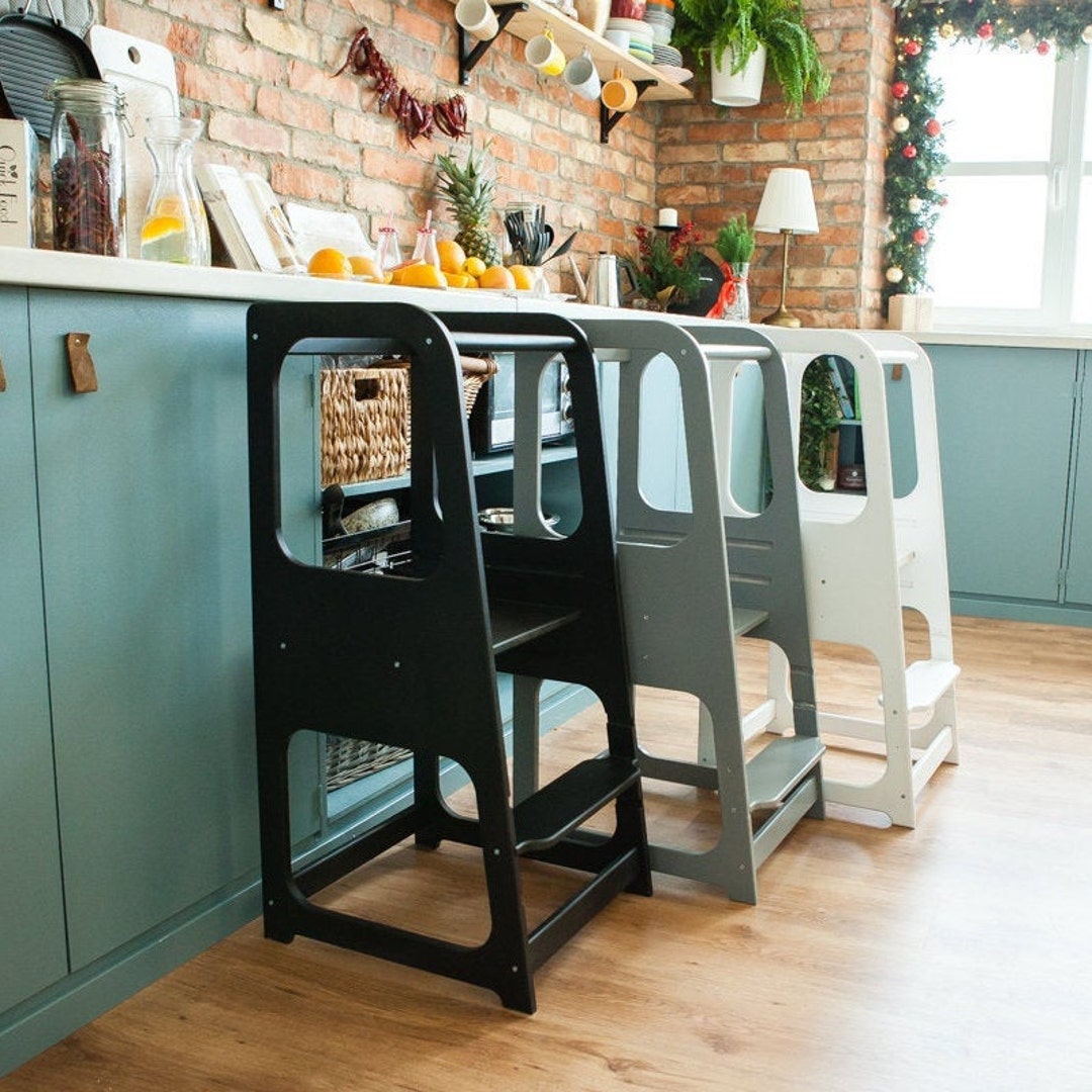 Toddler Step Stool Montessori Tower Toddler Kitchen Tower, Kitchen Step ...