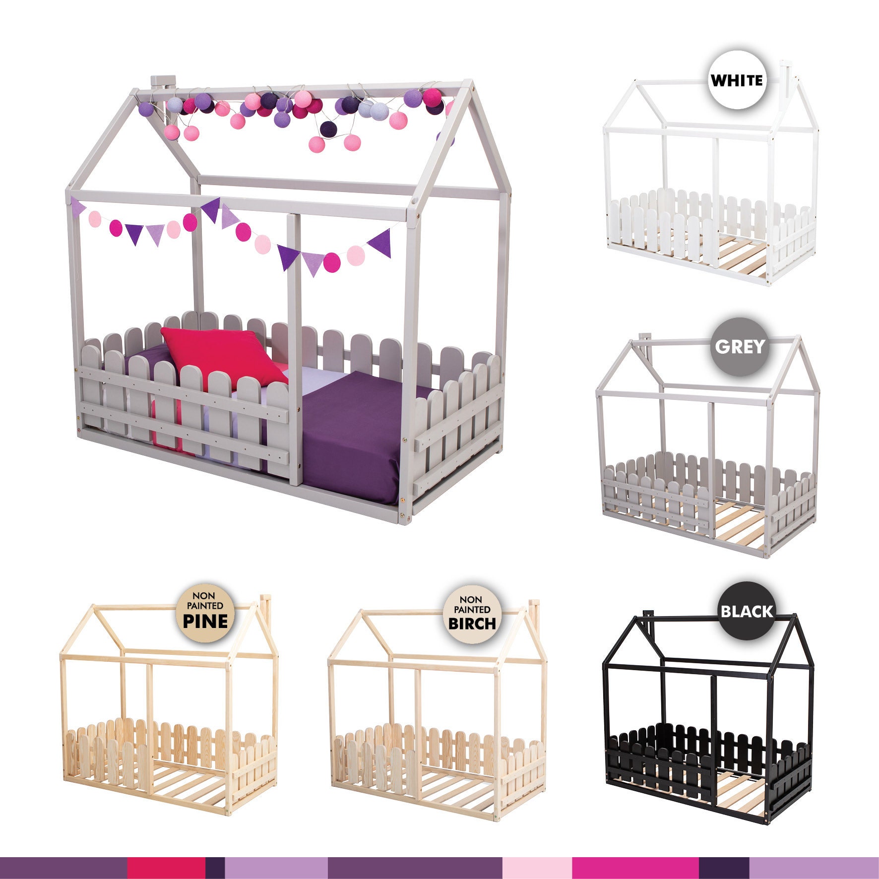 Peuterbed Montessori peuter Vloerhuisbed Kinderbed - Etsy Nederland