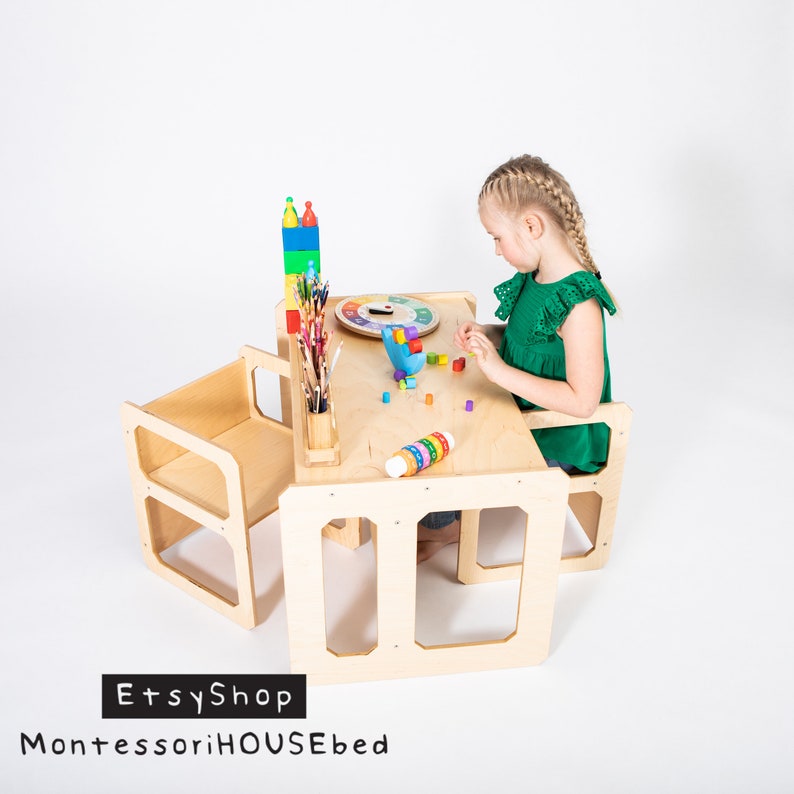Montessori Wooden Kids Play Table Set Toddler Table Set OR - Etsy