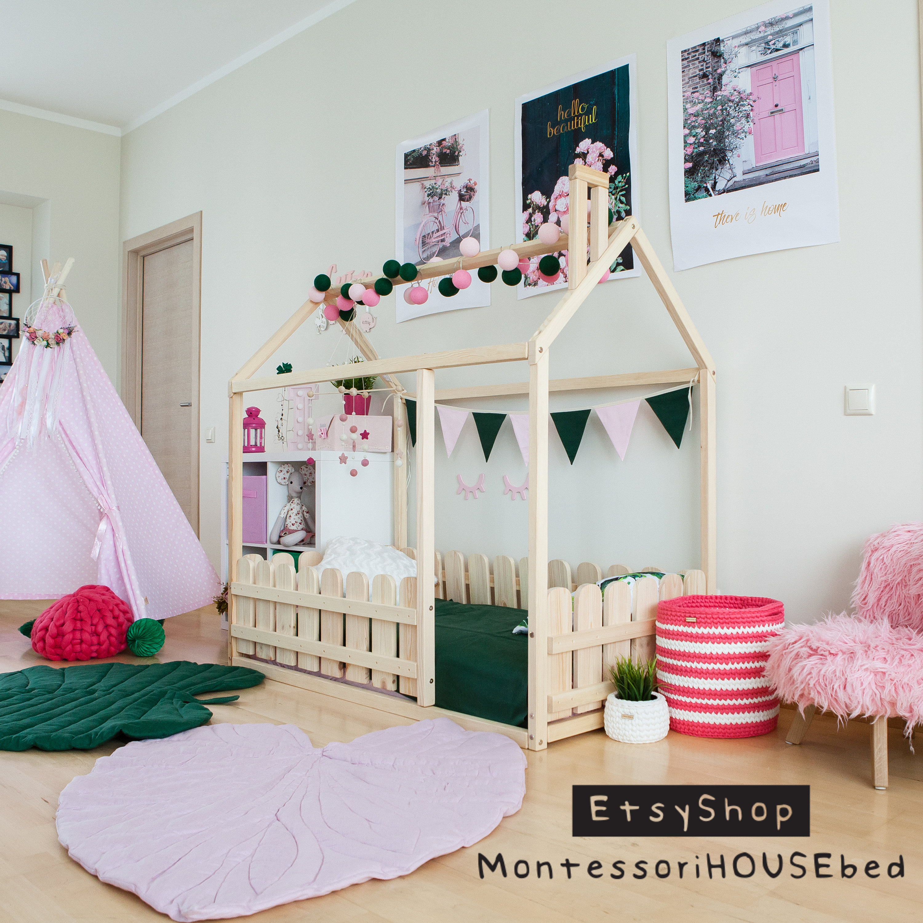 Peuterbed Montessori peuter Vloerhuisbed Kinderbed - Etsy Nederland