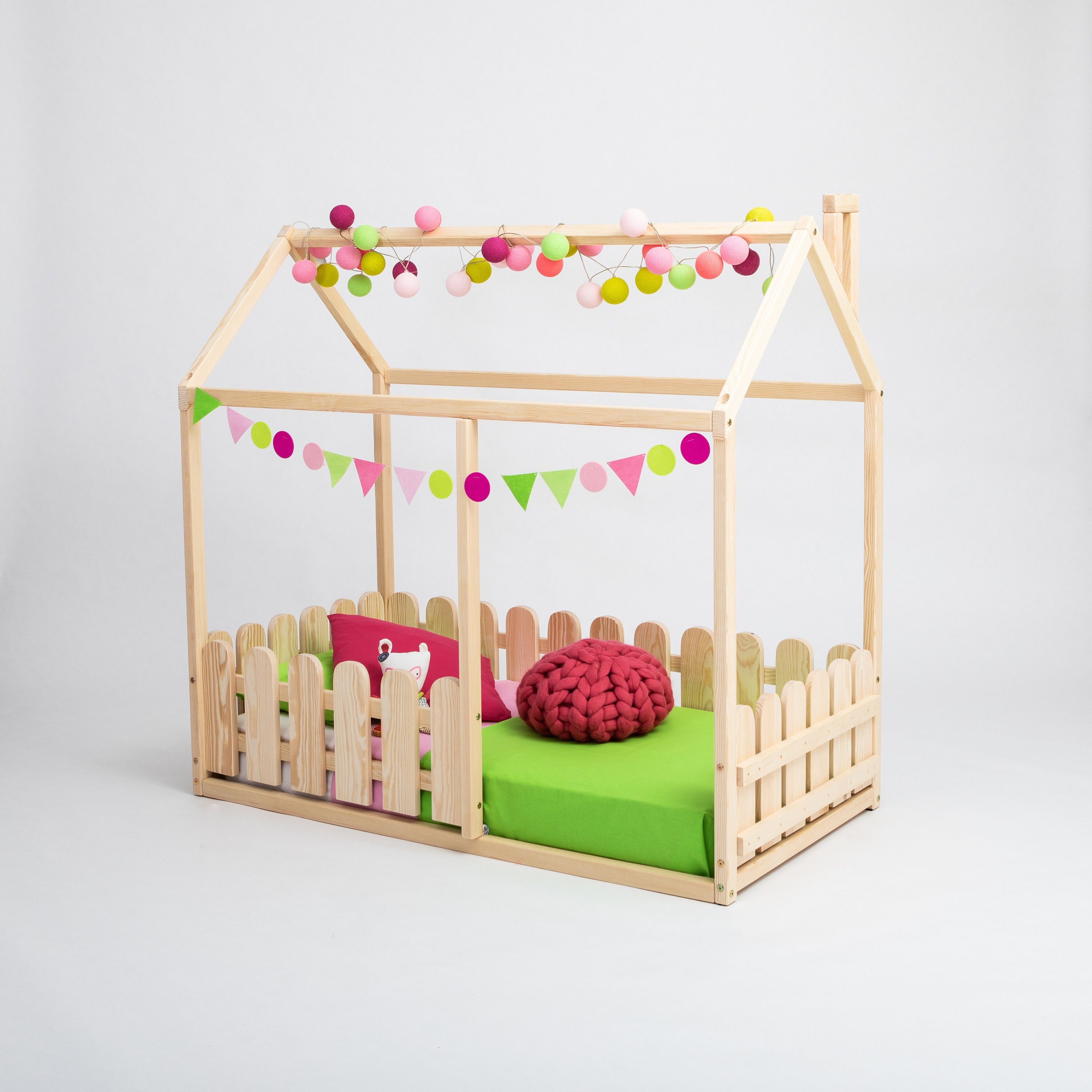 Peuterbed Montessori peuter Vloerhuisbed Kinderbed - Etsy Nederland