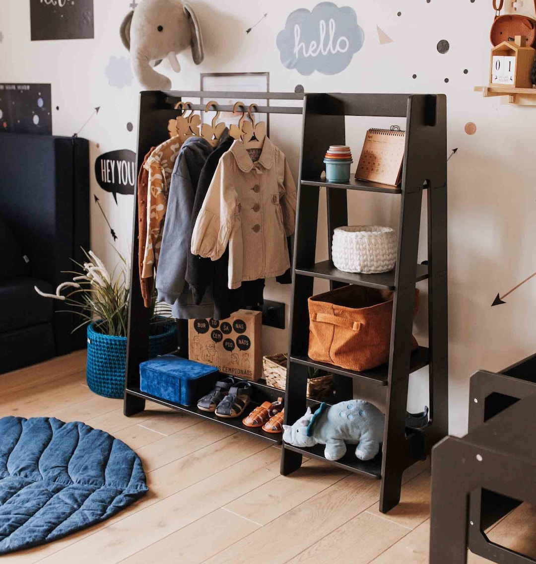Toddler Clothing Rack for Children, Dress up Rack Hanging Rack, Wood ...