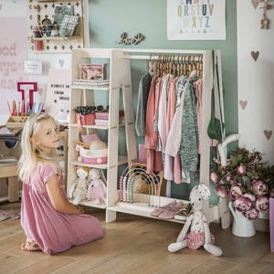 Toddler Clothing Rack for Children, Dress up Rack Hanging Rack, Wood ...