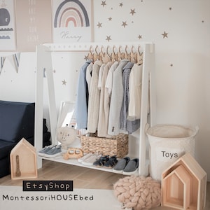 A Frame Rack Clothes Hanger Wood Clothing Rack Gift Kids Dress up ...