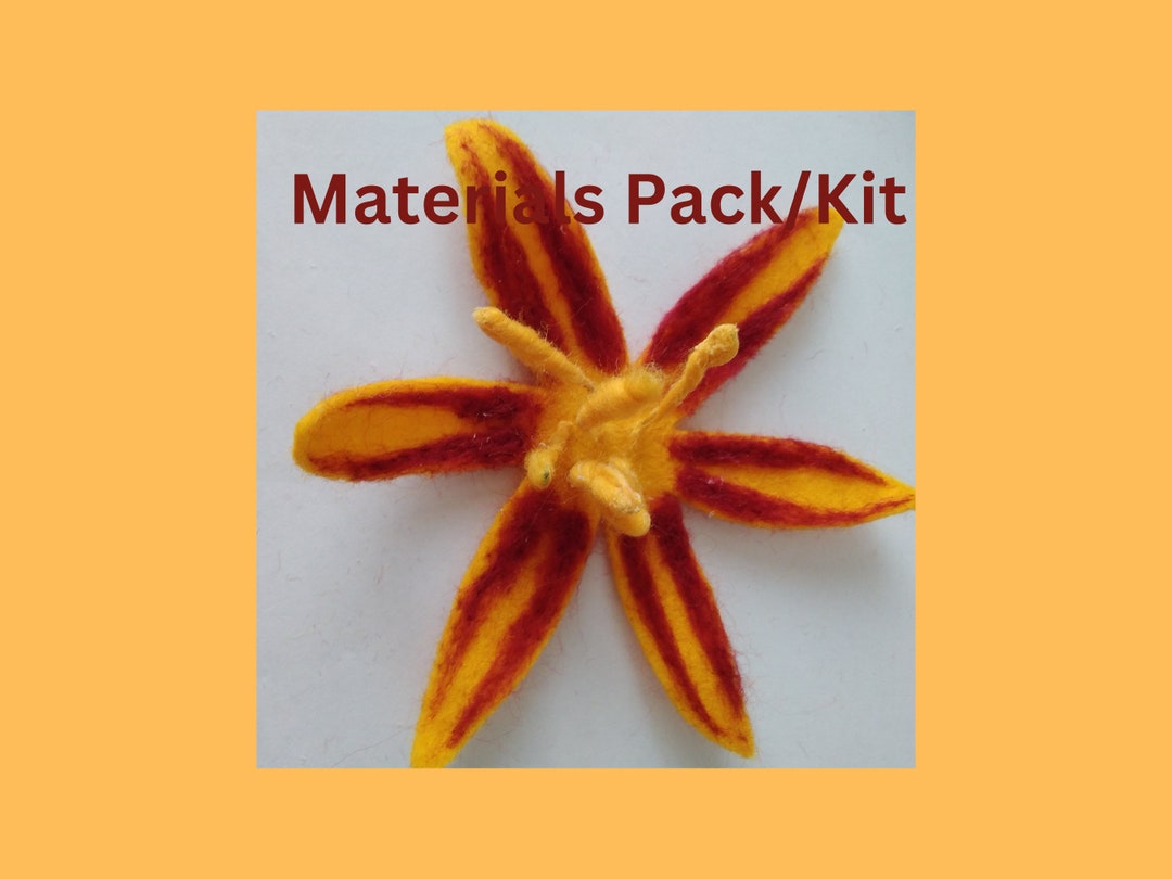 Felt Lily Flower Materials Pack - Kit With Wool Felt, Wool Roving, Wire ...