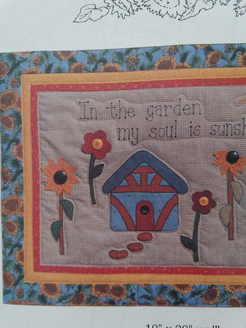 Wall Hanging Sewing Pattern to Applique - in the Garden My Soul is ...