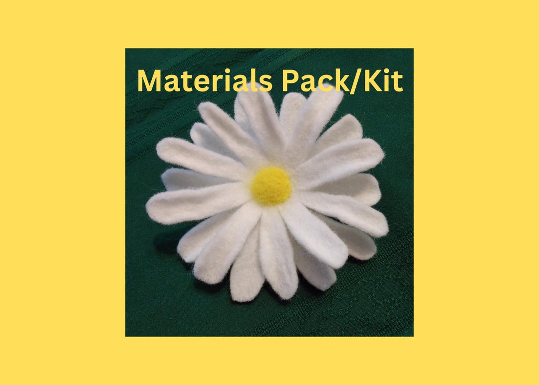 Felt Daisy Flower Materials Pack - Kit With Wool Felt, Wool Roving, and ...