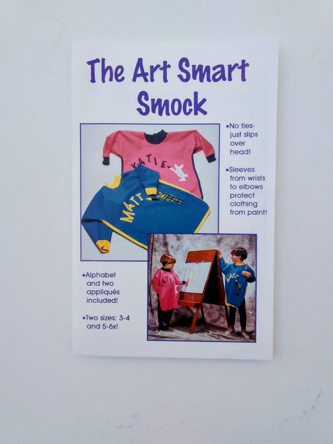 Child's Pullover Art Smock Pattern - Child Sizes 3/4 and 5/6X ...