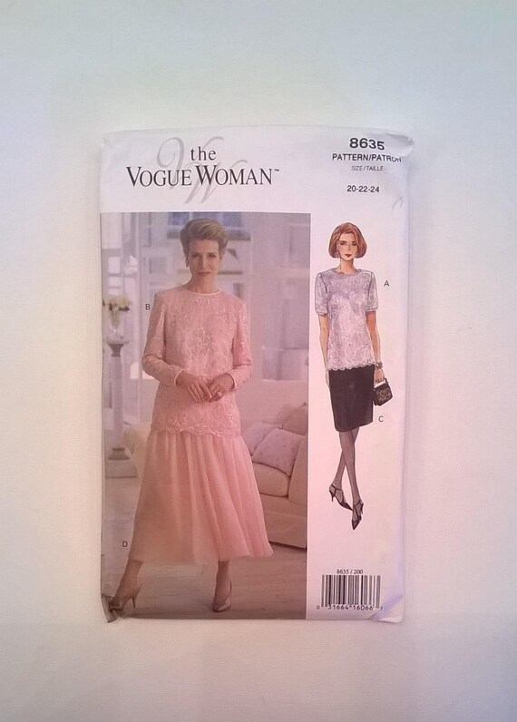 Vogue Woman Pattern 8635 Tapered or Flared Skirt and Lace - Etsy