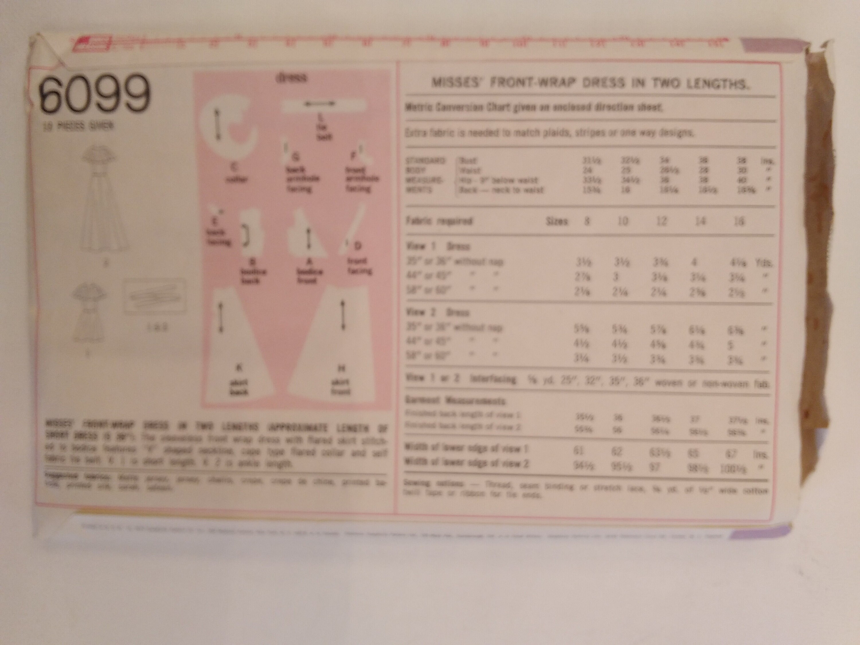 Vintage 1970s Simplicity Pattern 6099 - Front Wrap Dress in Two Lengths ...