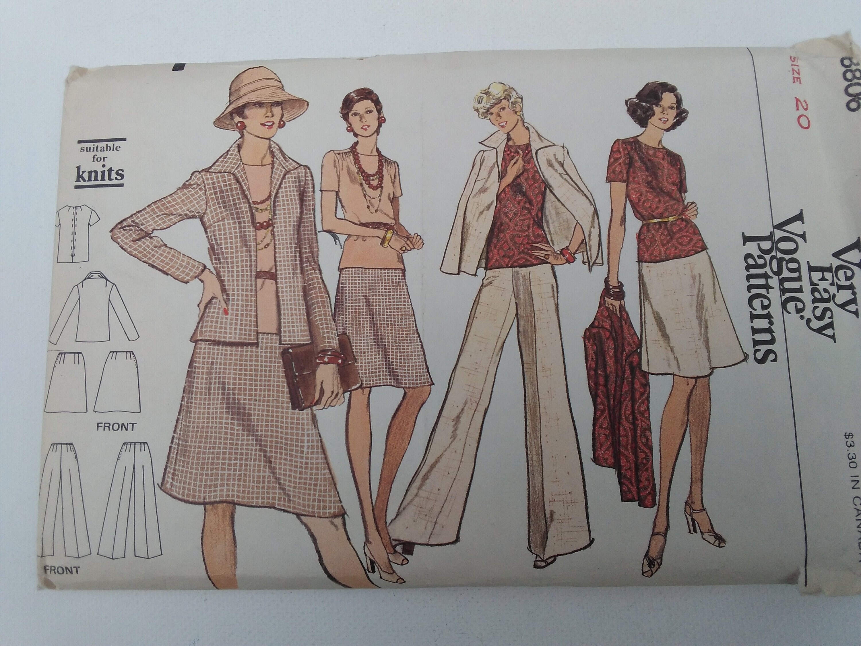 Very Easy Vogue 1970s Wardrobe Pattern - Jacket, Skirt, Top, Pants ...