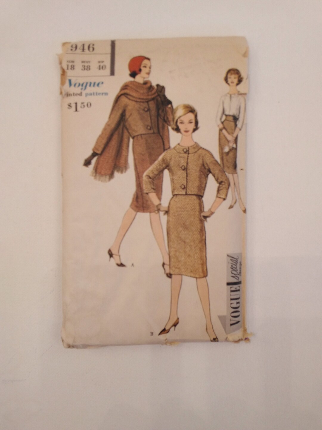 Vogue Suit, Stole, and Blouse Pattern Original Vintage From 1958 Vogue ...