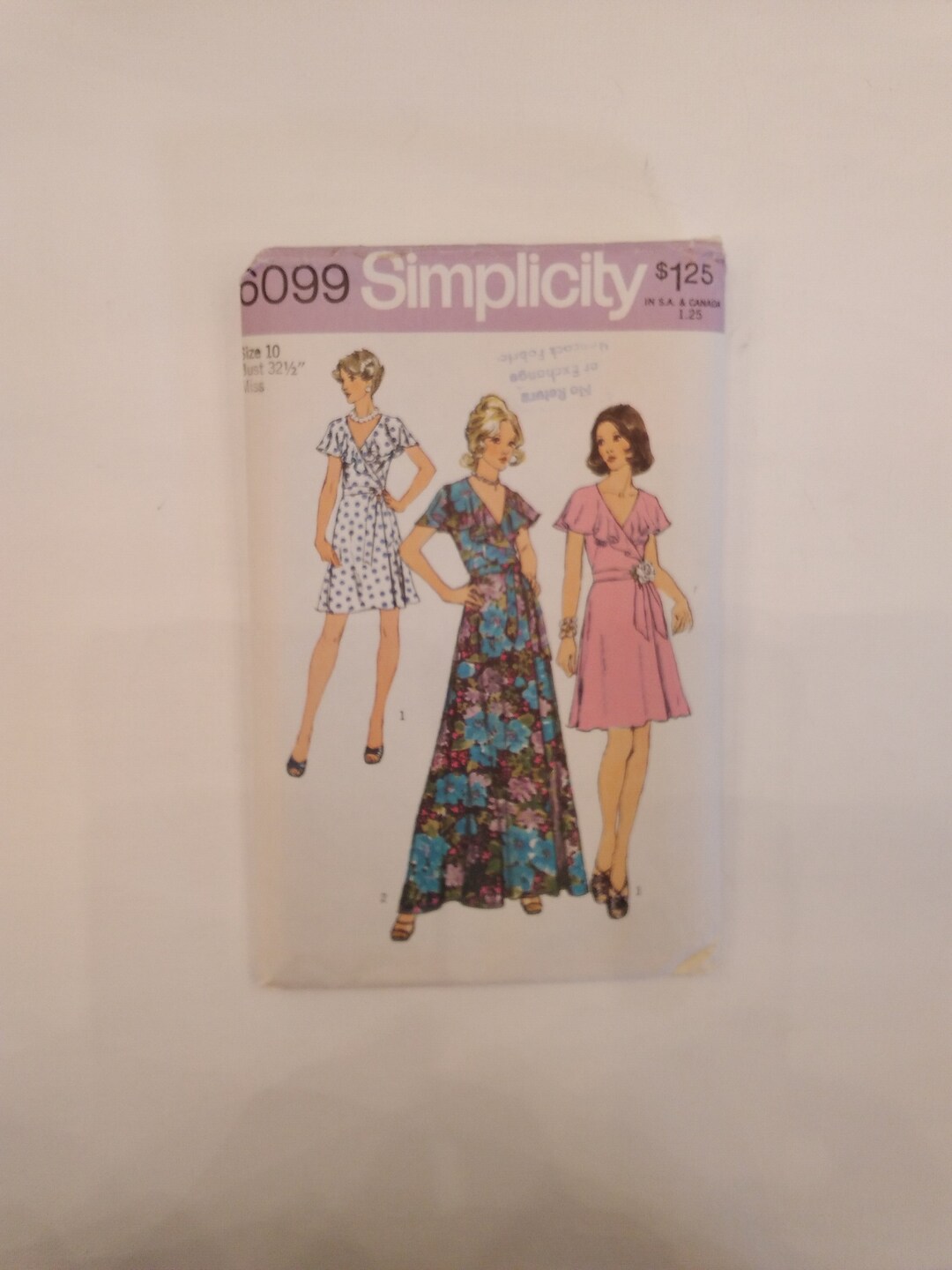 Vintage 1970s Simplicity Pattern 6099 - Front Wrap Dress in Two Lengths ...