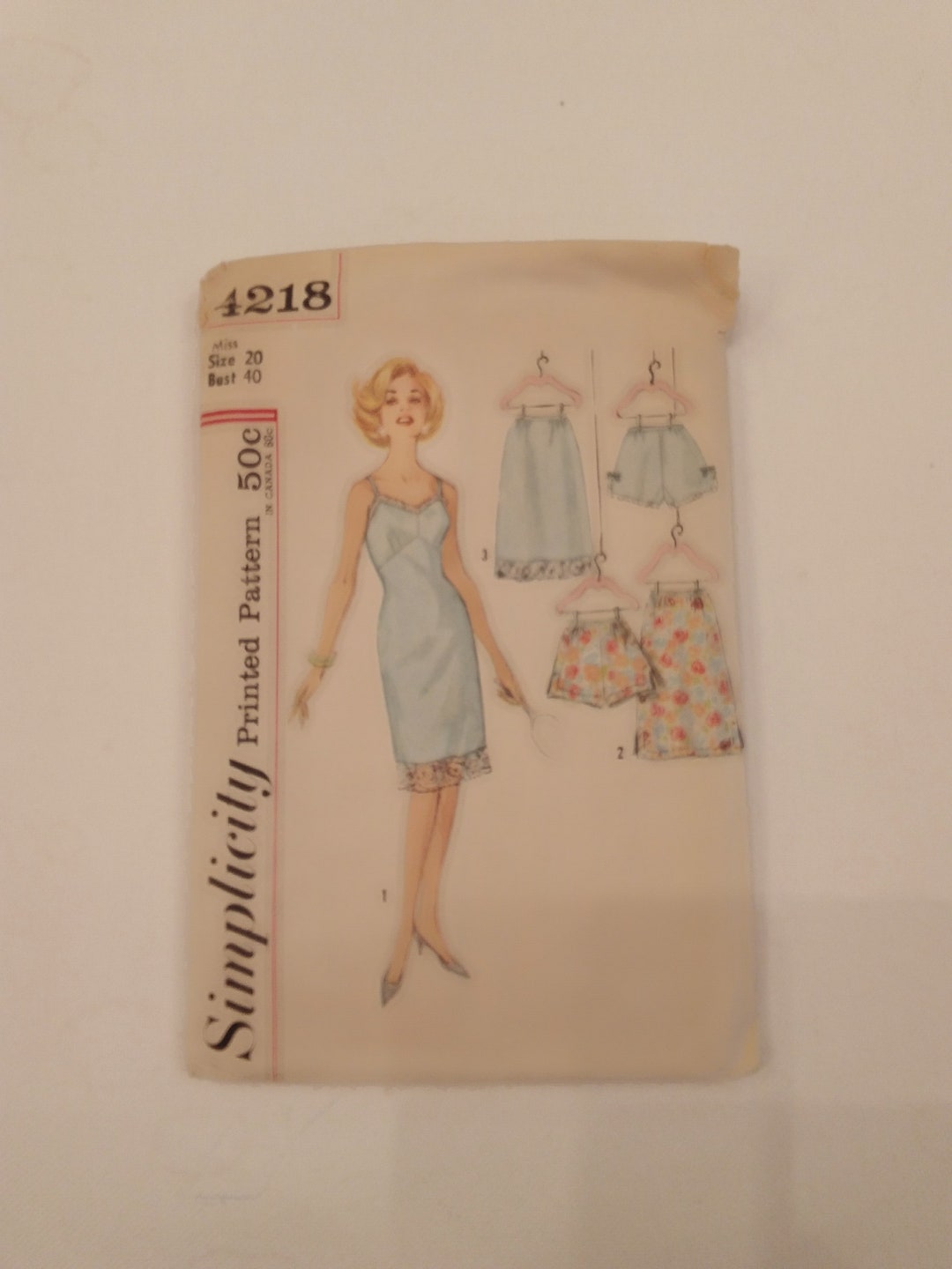 Full Slip, Half Slip, and Tap Pants Pattern 1960s Simplicity 4218 ...