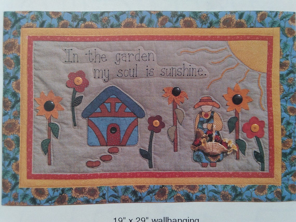 Wall Hanging Sewing Pattern to Applique - in the Garden My Soul is ...