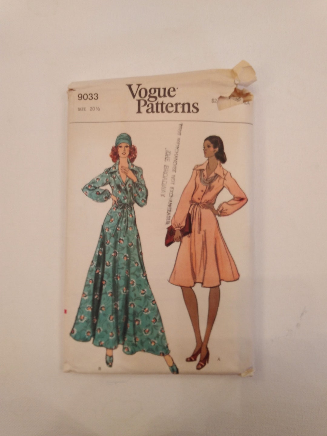 Blouson Dress in Long or Knee Length - Vogue 9033 - Vintage 1970s ...