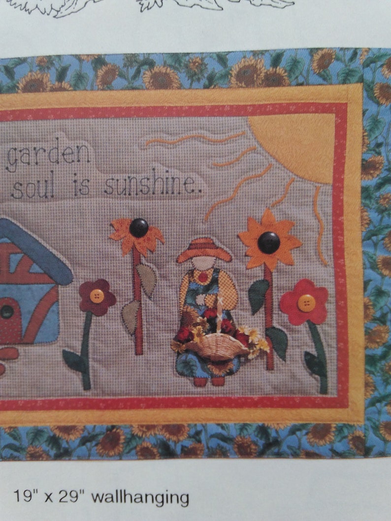 Wall Hanging Sewing Pattern to Applique - in the Garden My Soul is ...
