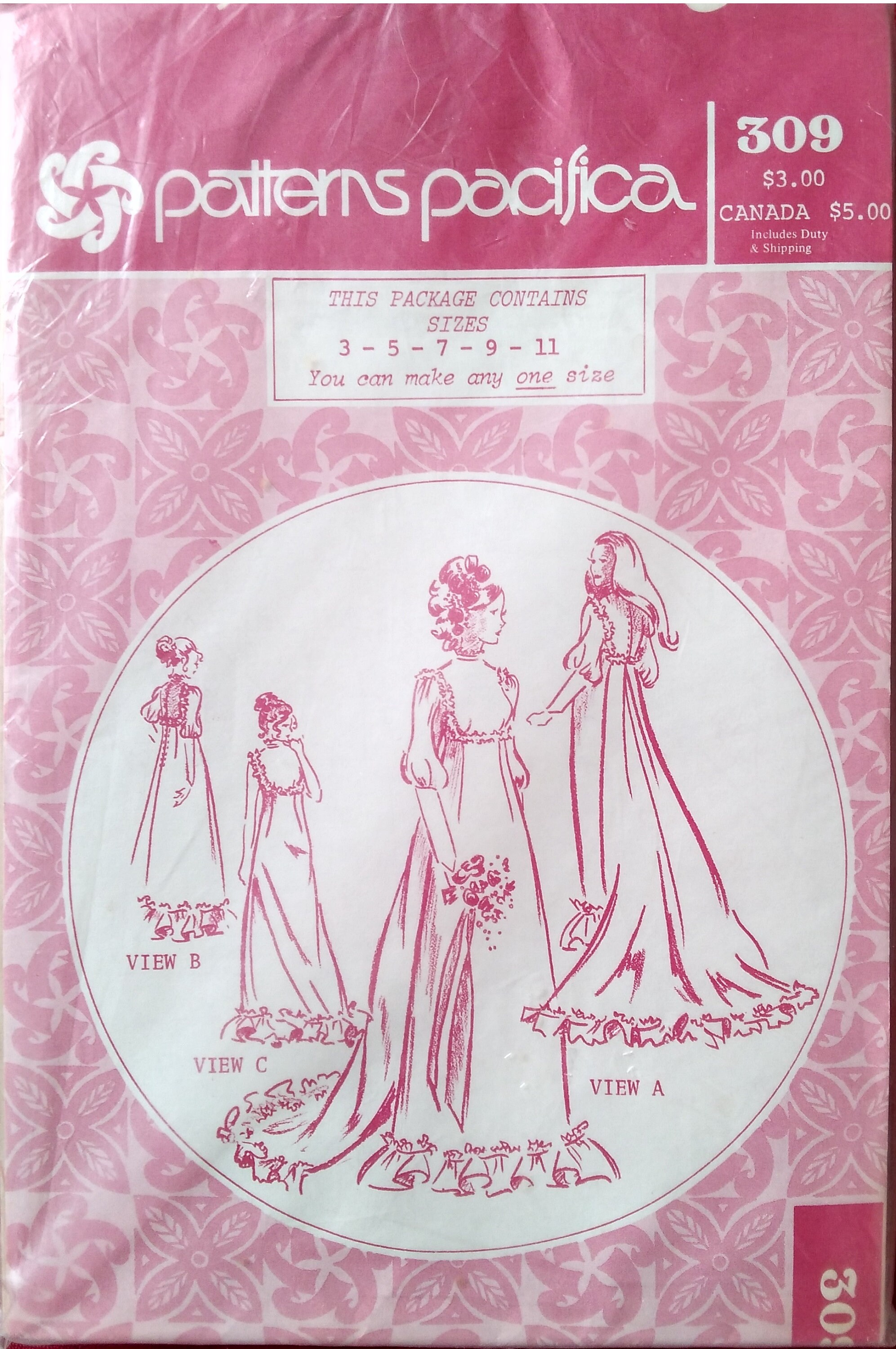 Vintage Patterns Pacifica 309 Bridal Gown, Wedding Dress Multi-sizes ...