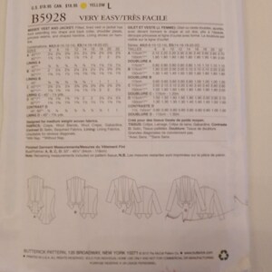 Jacket or Vest Pattern With Draped Front Butterick 5928 Sizes 14 22 ...