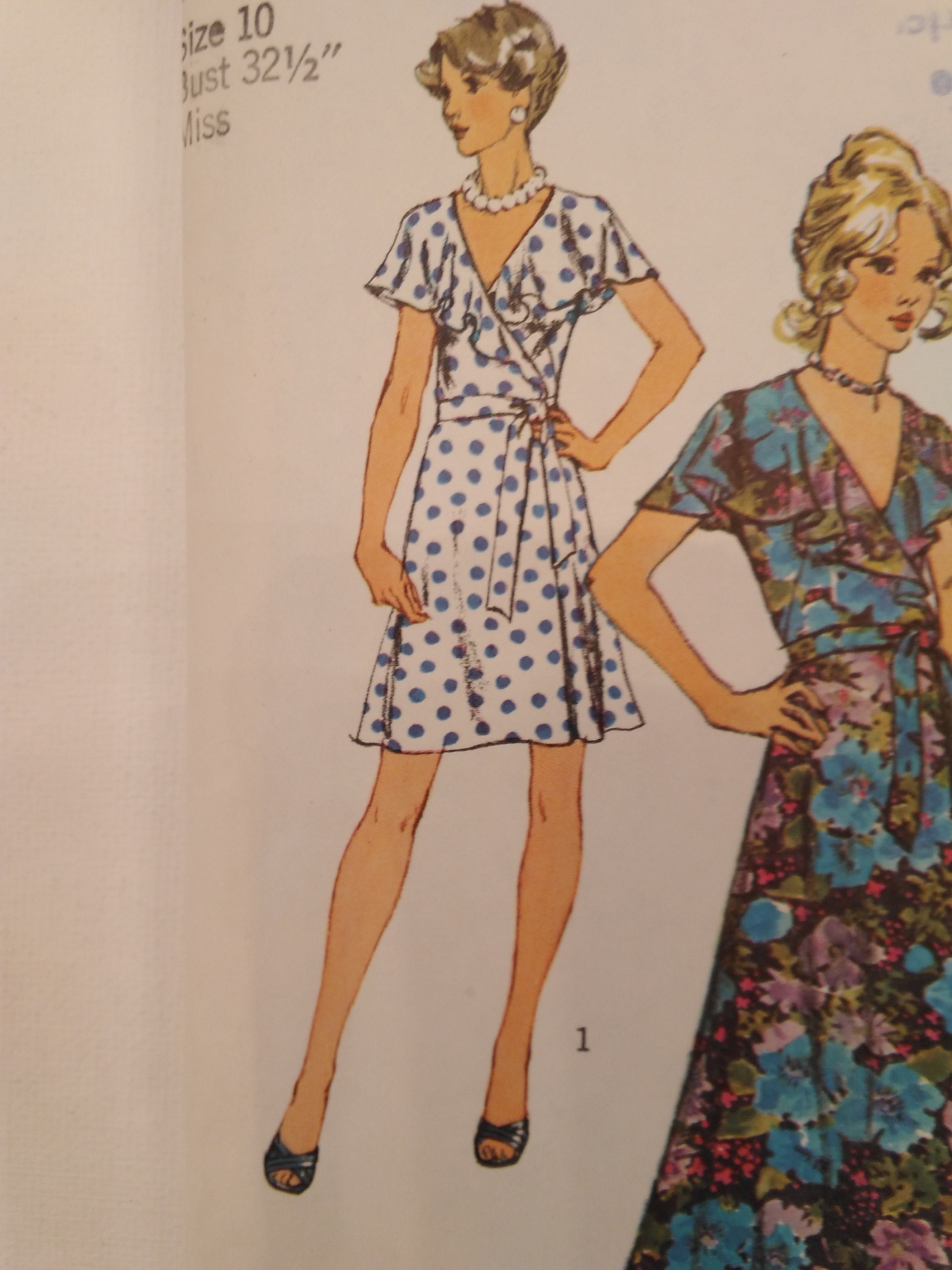 Vintage 1970s Simplicity Pattern 6099 - Front Wrap Dress in Two Lengths ...