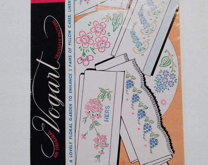 Vogart Floral Iron on Transfer Patterns; Vintage 1950s; UNCUT; for ...