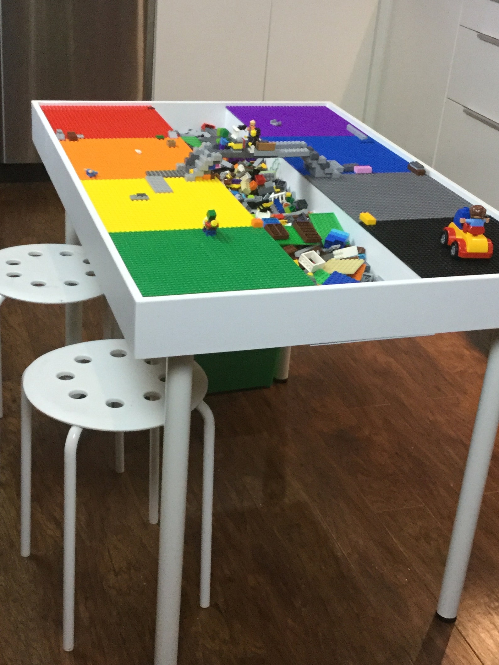 Large Building Bricks Table, Kids Table With Storage, Activity Table ...