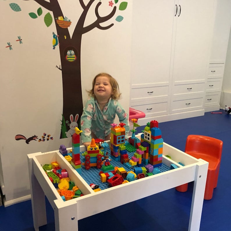 Kids Activity Table With Storage Building Bricks Table - Etsy