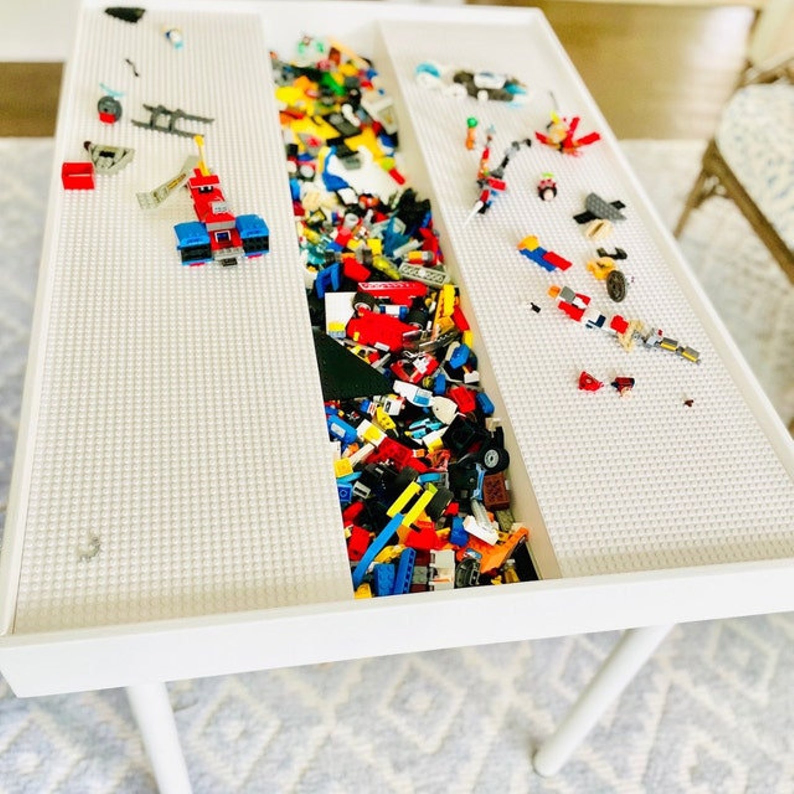 Large Building Bricks Table, Kids Table With Storage, Activity Table, Desk, Train Table ...