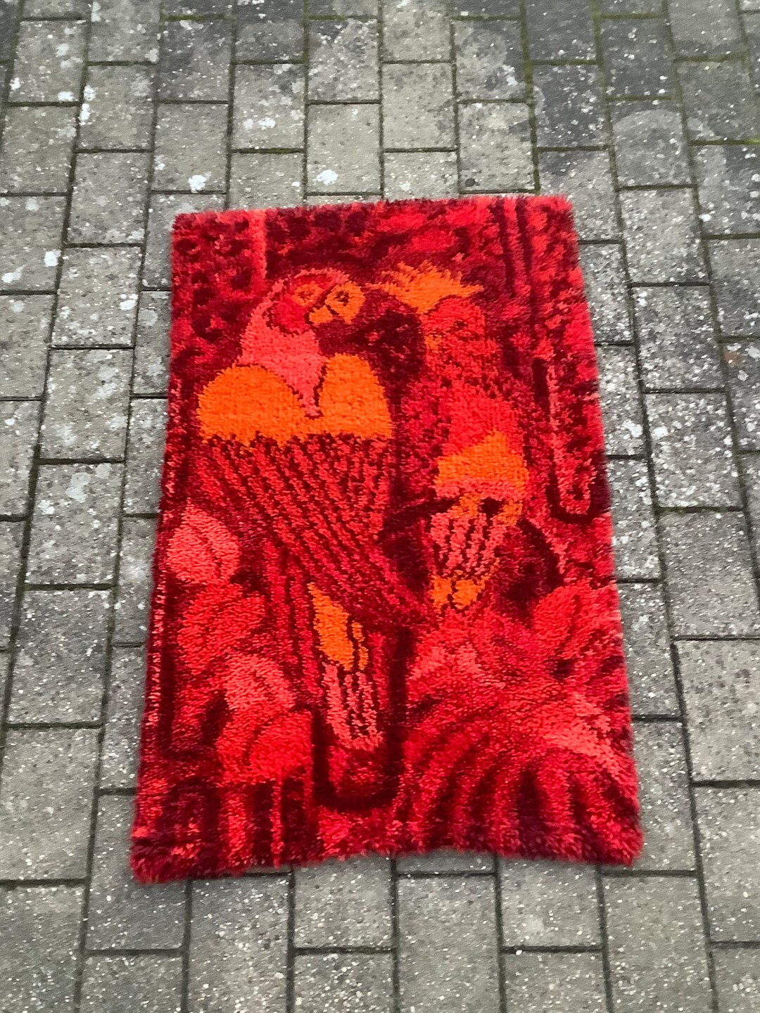 Danish Vintage Rya Rug- Beautiful Parrots in Warm and Nice Colors- - Etsy