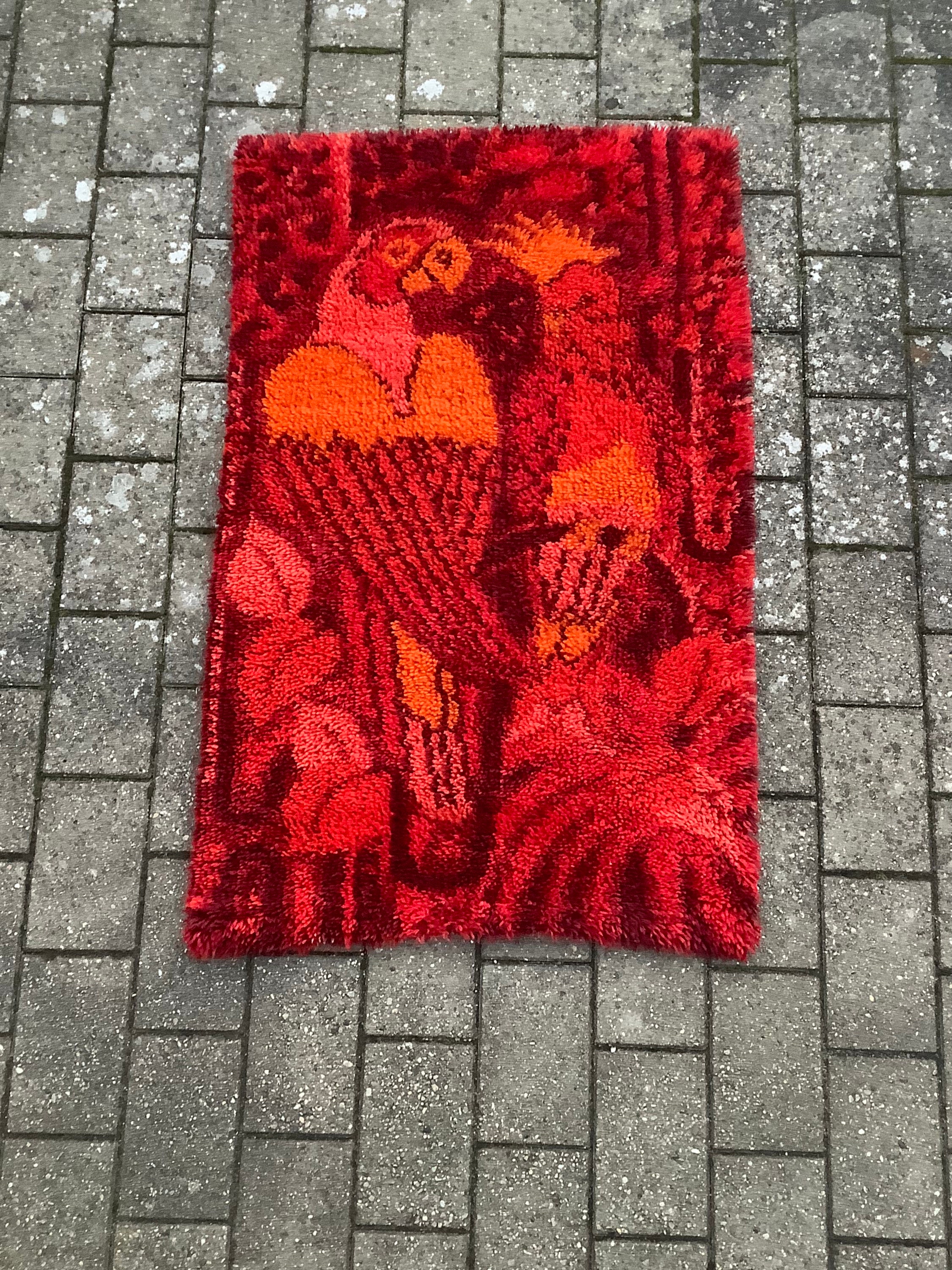 Danish Vintage Rya Rug Beautiful Parrots in Warm and Nice Colors - Etsy