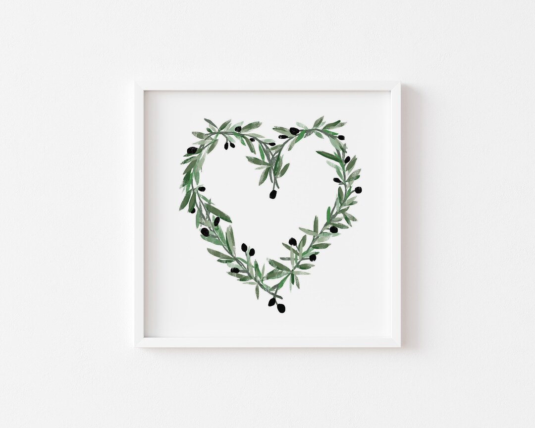Olive Heart Art Print - Olive Branch - Wedding Print - Greek Wedding ...