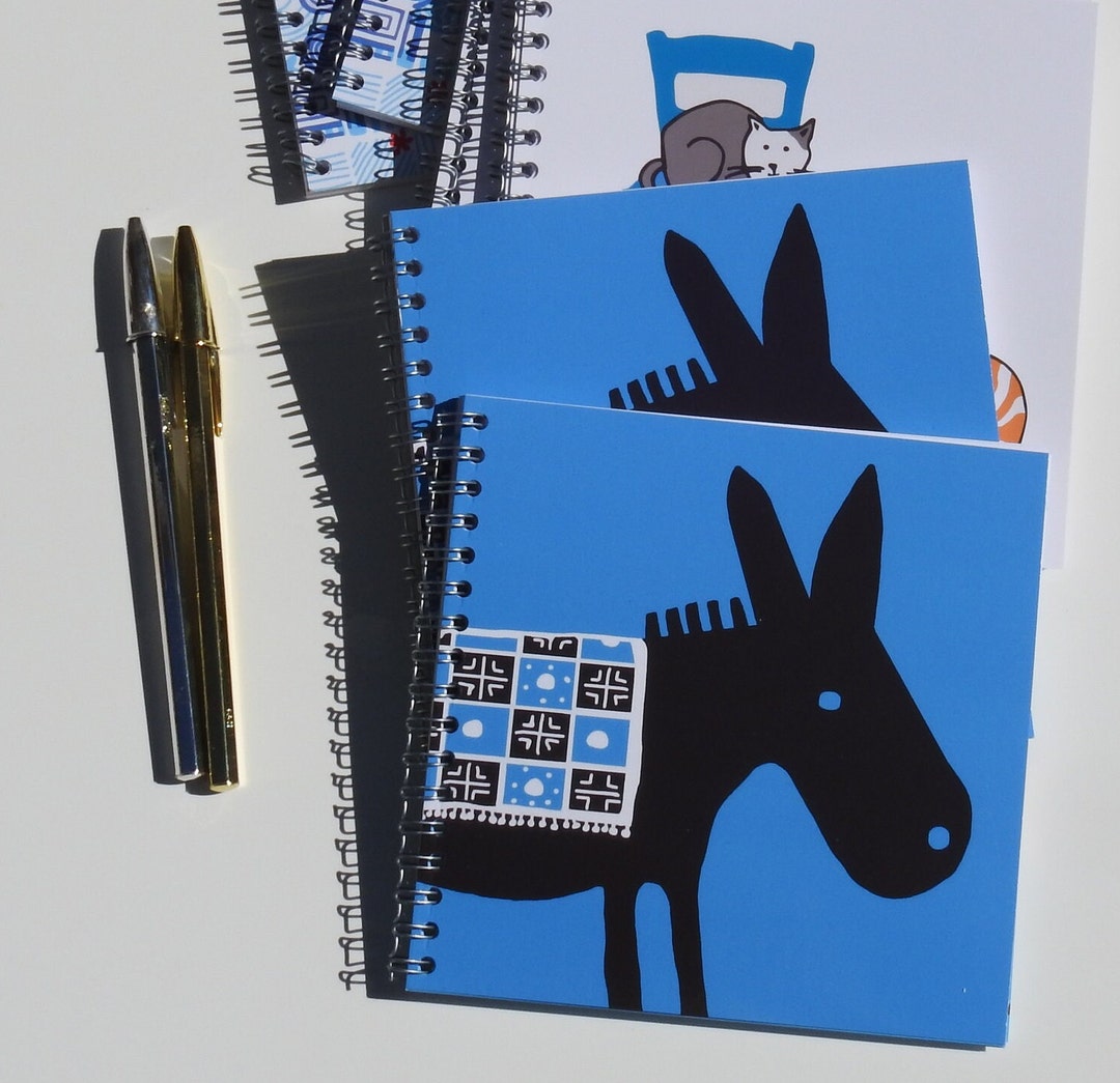 Notebook - Blue Donkey - Greek Notebook - Greek Donkey - Donkey Gift - Etsy