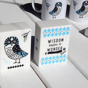 Greek Owl 1/ Socrates Quotation White Marble Bookend Gift for Book ...