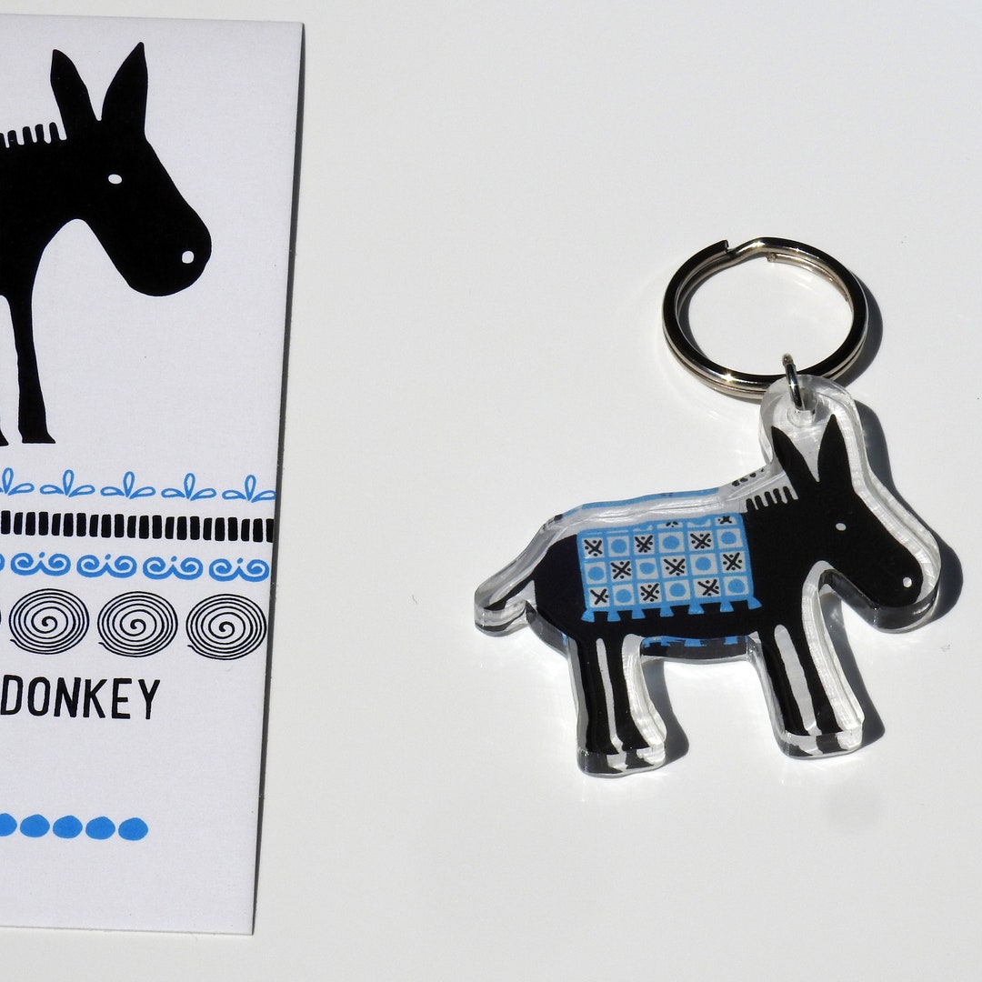 Plexiglass Keyring - Blue Donkey - Greek Donkey - Key Chain - Etsy