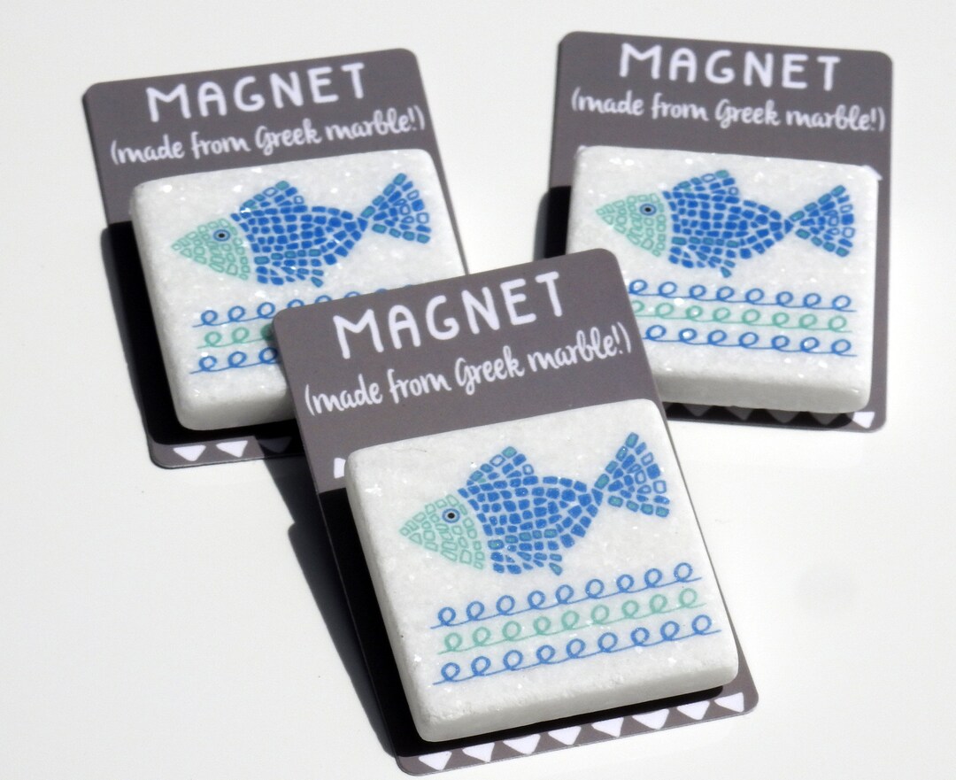 Marble Magnet - Mosaic Fish - Fish Magnet - Greek Gift - - Etsy