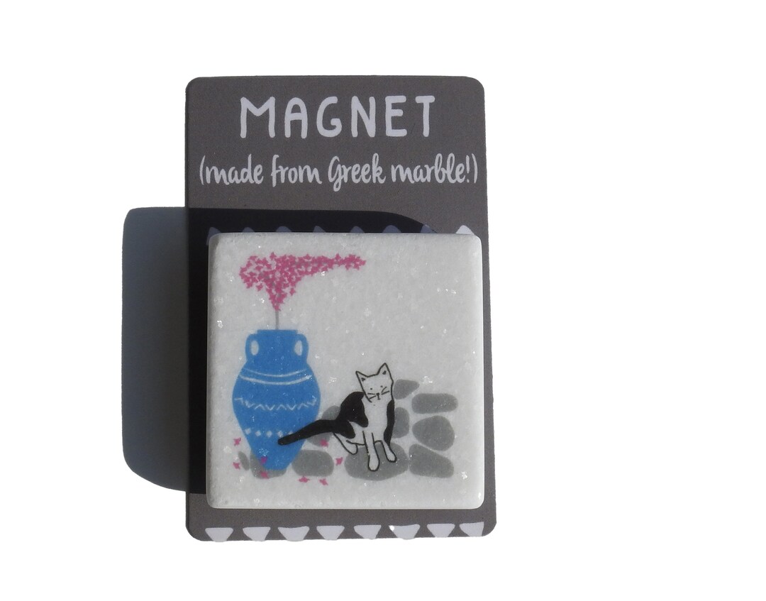 Marble Magnet - Taverna Cat - Greek Cats - Greek Magnet - Etsy