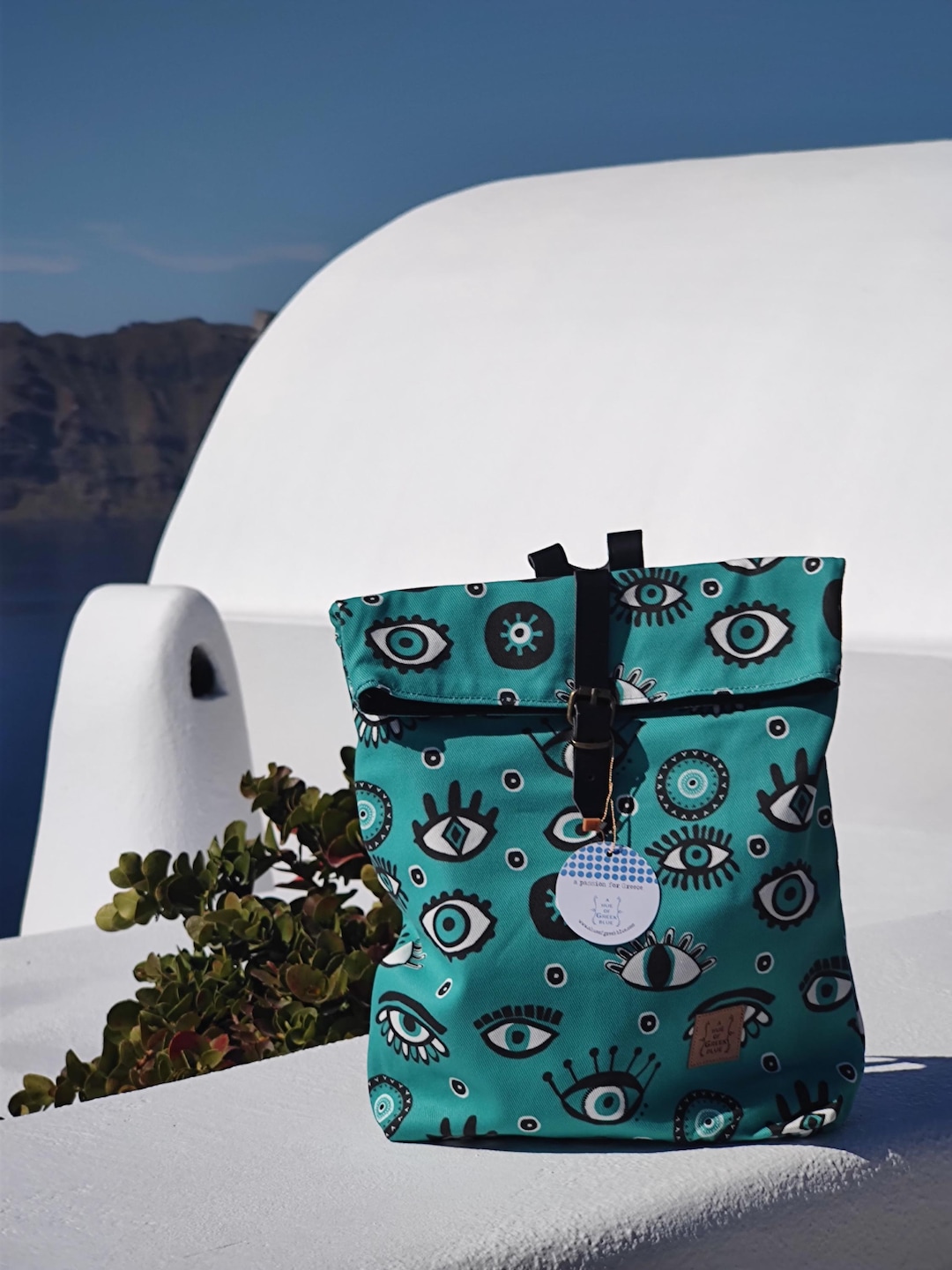 Greek Mati Roll Top Backpack - Rucksack - Greek Bag - Greek Gift - Evil ...