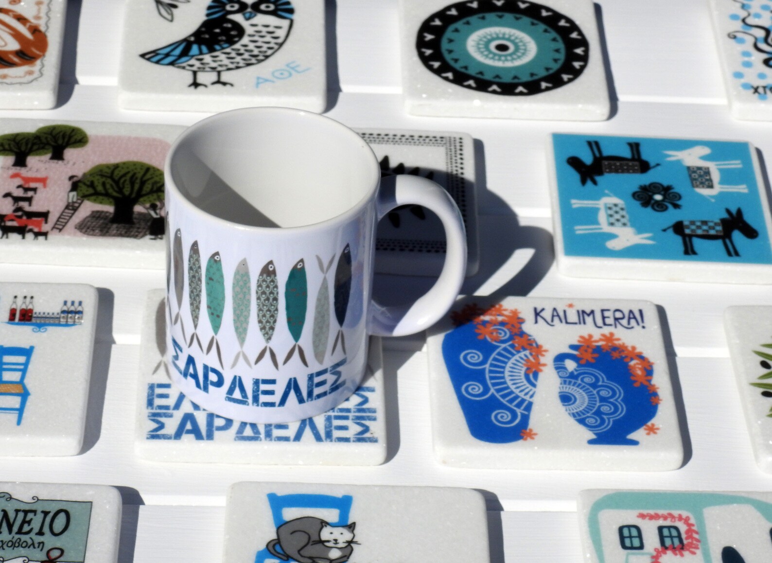 Greek Marble Coaster Green Eye Greek Illustration Greek - Etsy