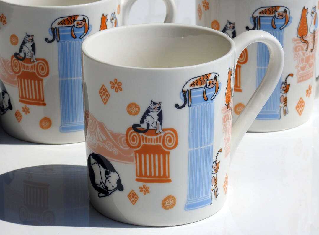 370ml Greek Cats and Ruins - Ceramic Mug - Greek Cup - Greek Mug ...