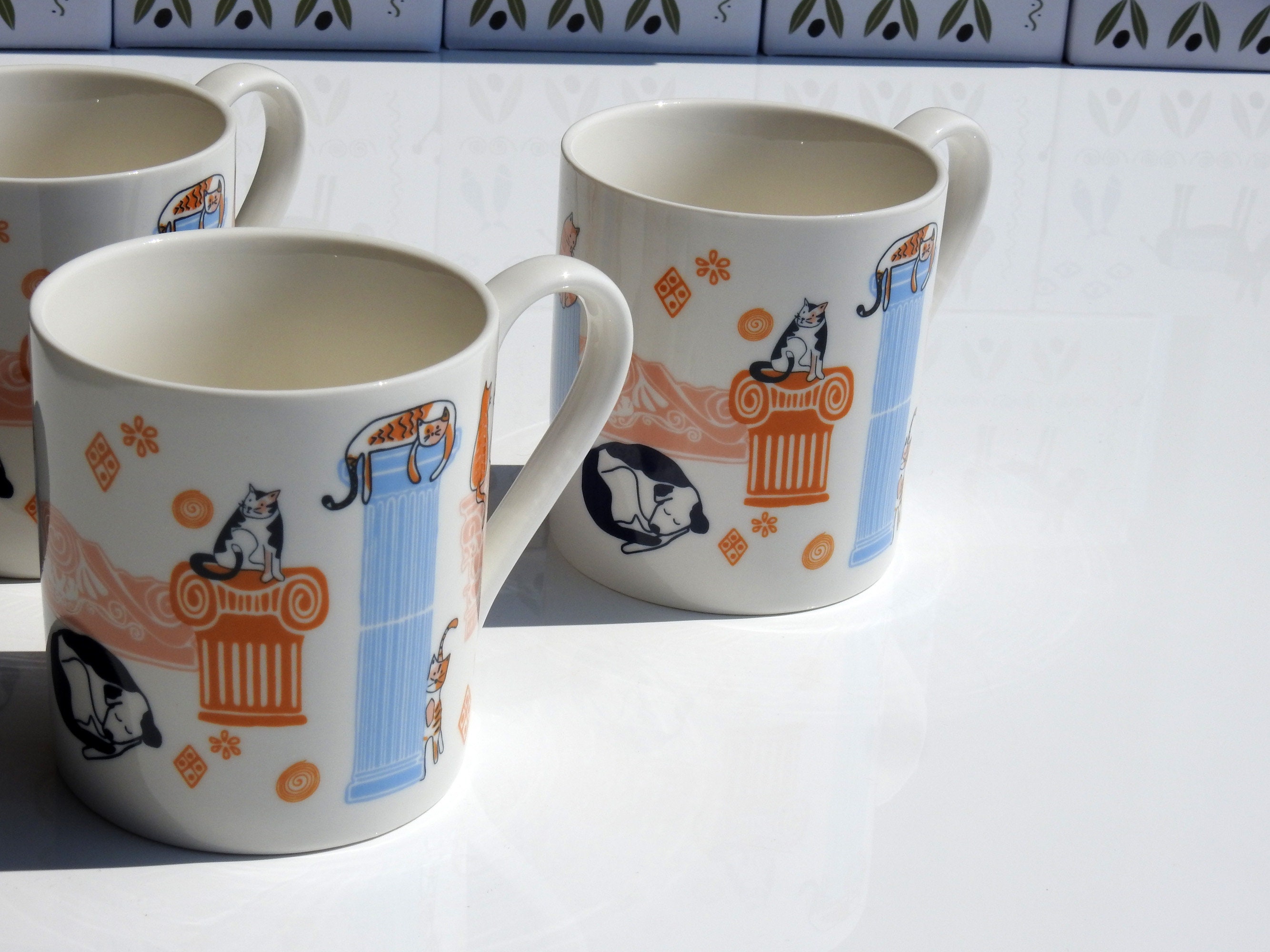 370ml Greek Cats and Ruins - Ceramic Mug - Greek Cup - Greek Mug ...